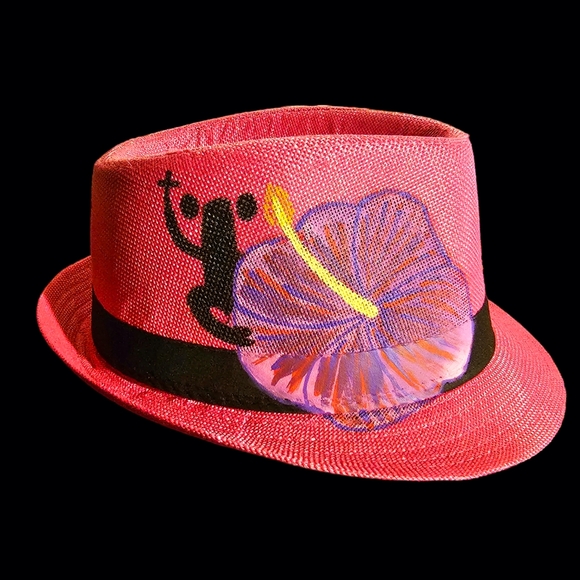 Accessories | Hand Painted Hibiscus And Taino Coqui Fedora Hat | Poshmark